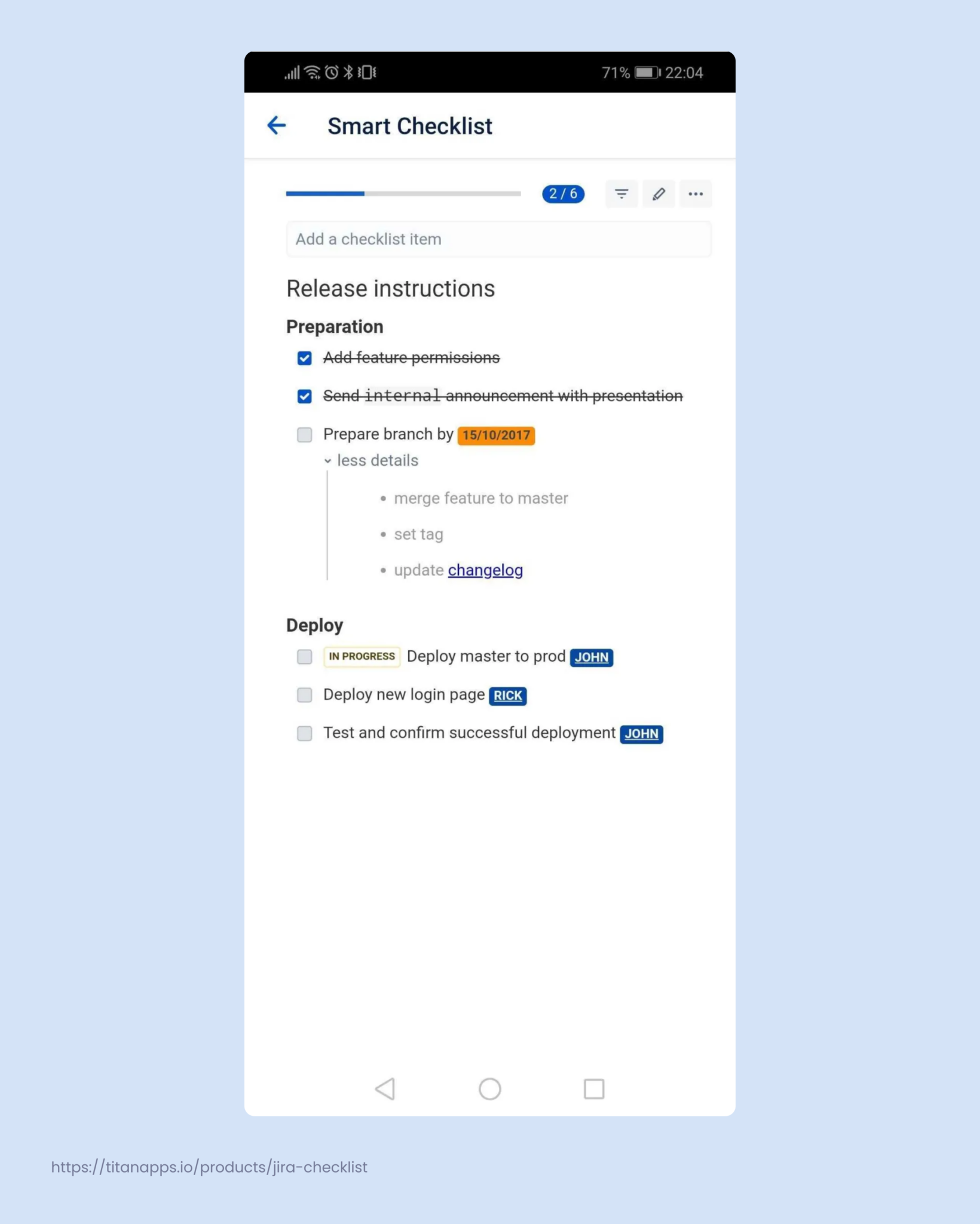 Smart Checklist For Jira in Native Jira Apps | TitanApps Blog