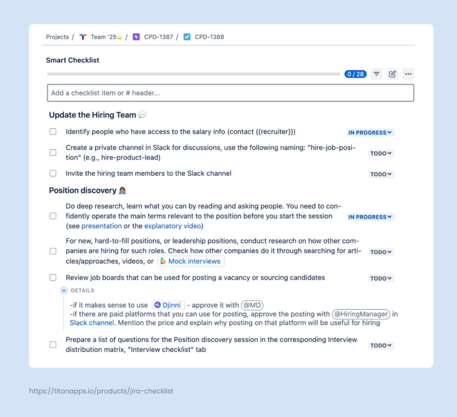 How to Add a Jira Checkbox (ToDo) in Jira Description | TitanApps Blog