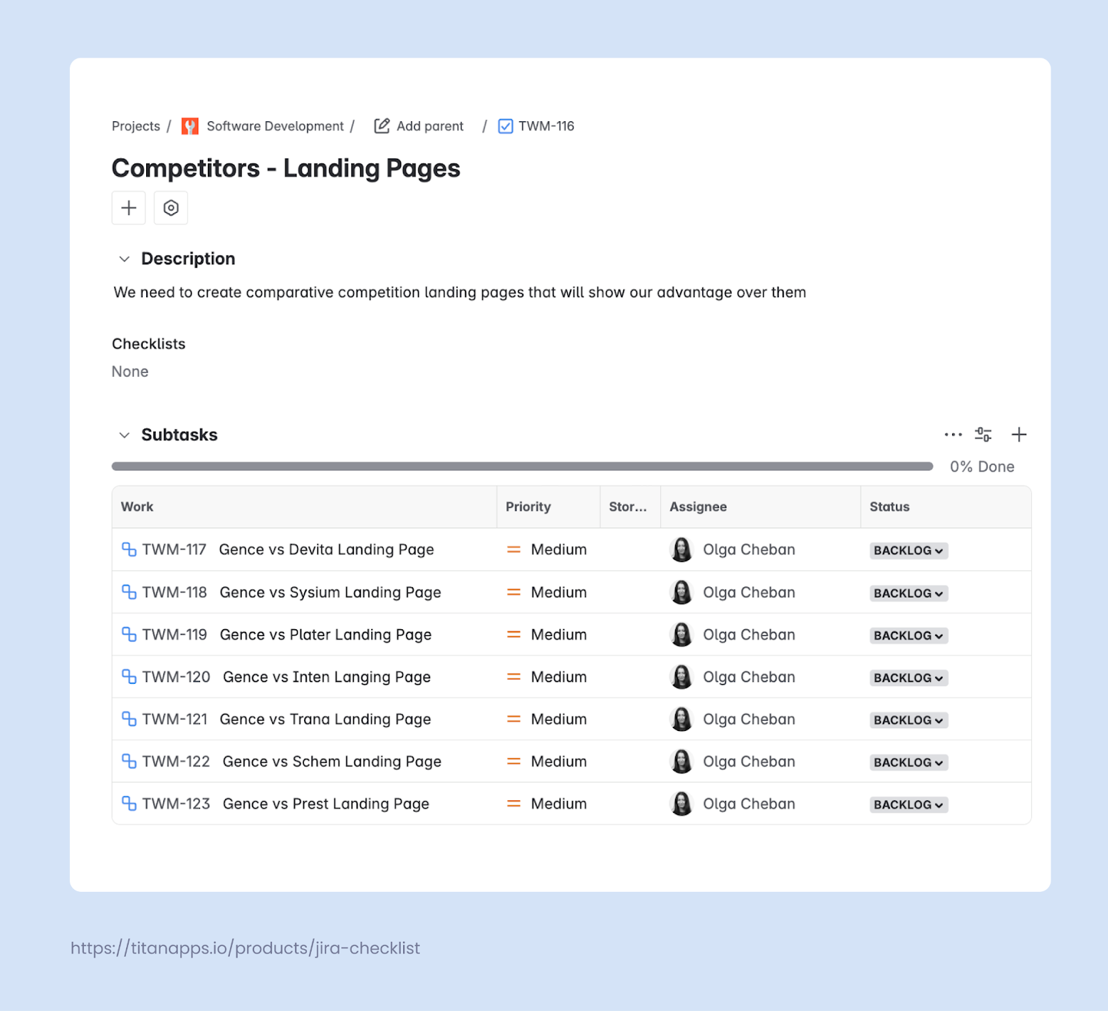 Jira Subtask vs Jira Checklist with Examples | TitanApps Blog