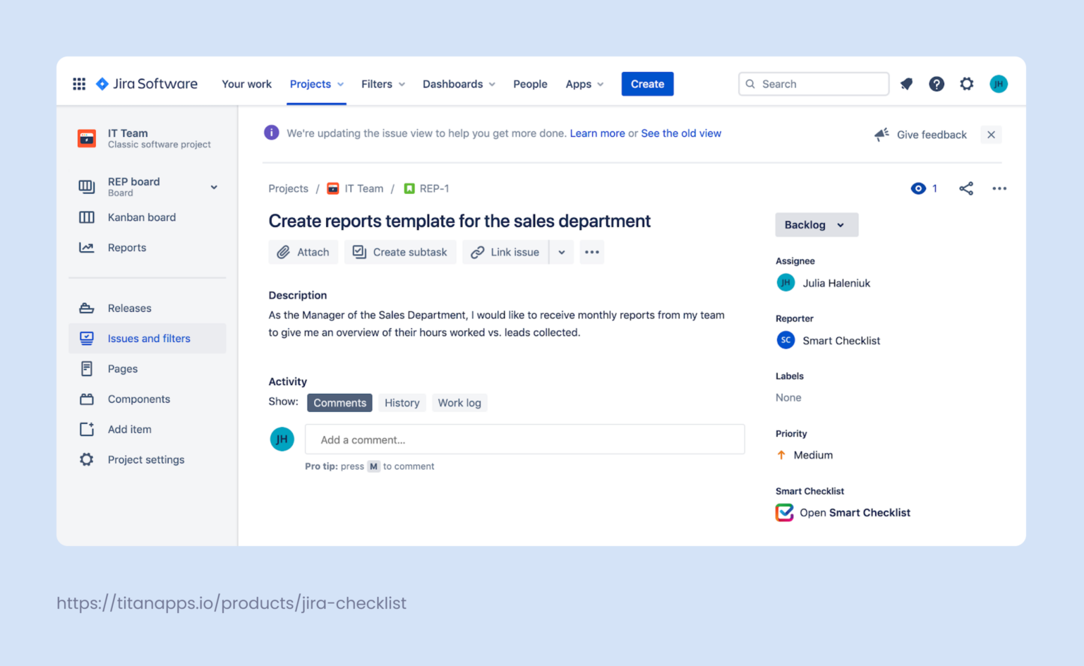 Jira Subtask Vs Jira Checklist With Examples Titanapps Blog
