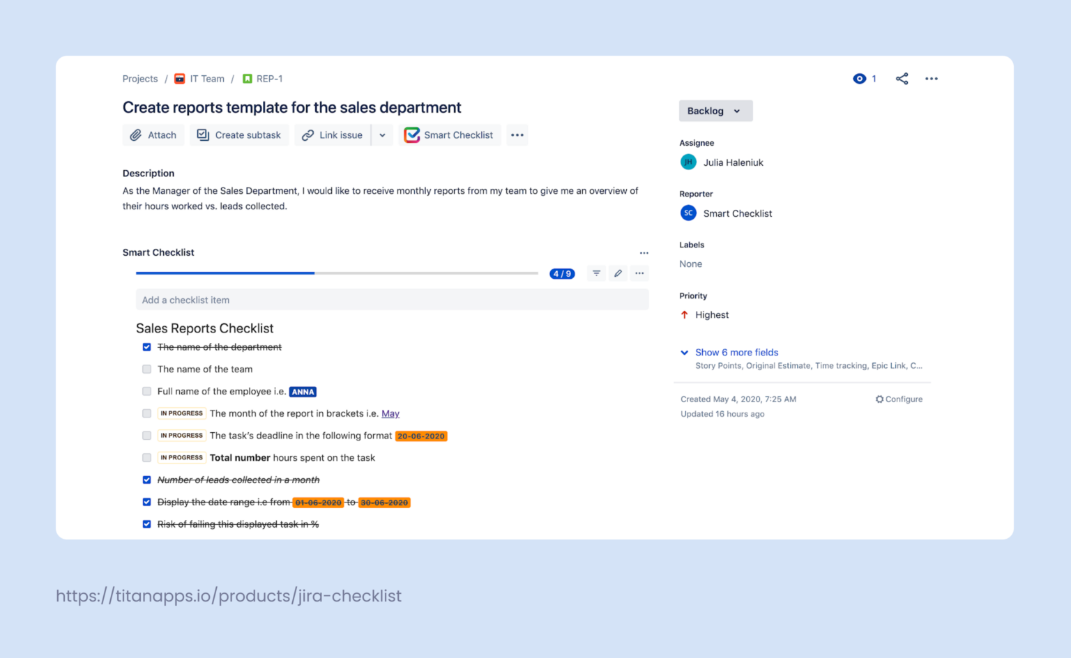 Jira Subtask vs Jira Checklist with Examples | TitanApps Blog
